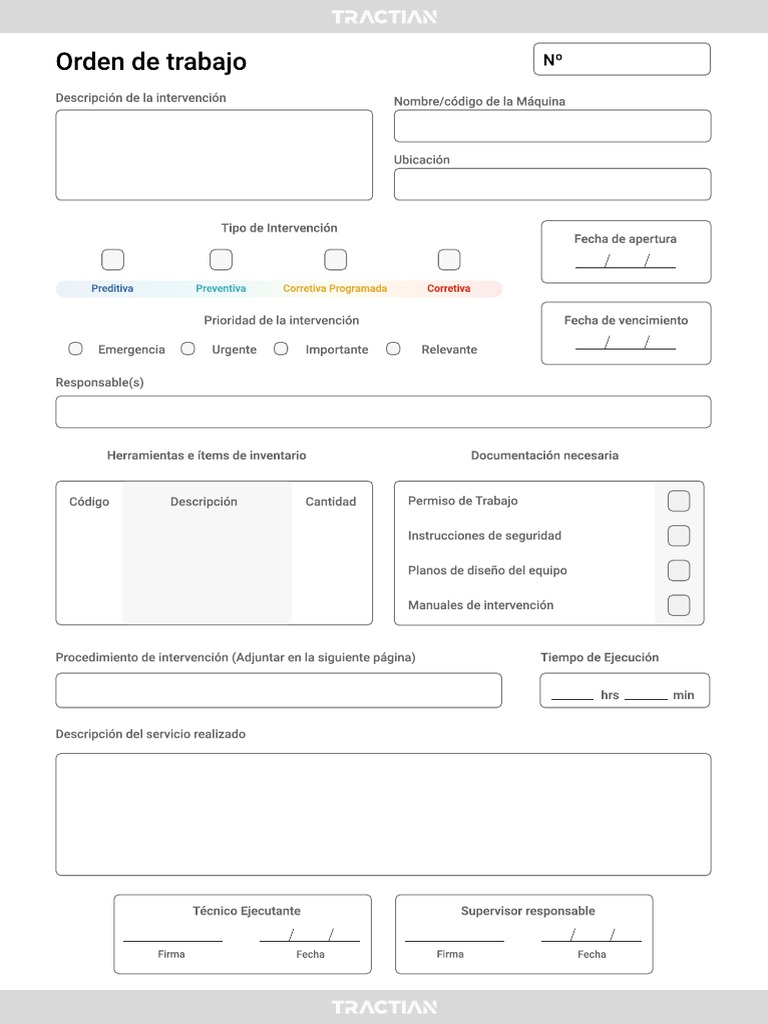 Planilla Ordenes de Trabajo | PDF