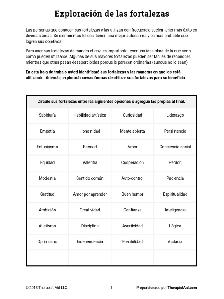 Exploración de Fortalezas | Descargar gratis PDF | Psicología Social ...