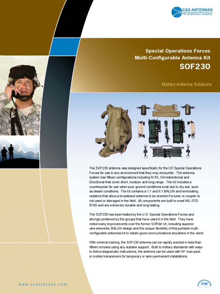 SOF230 Antenna Kit | PDF | Antenna (Radio) | Electromagnetic Radiation