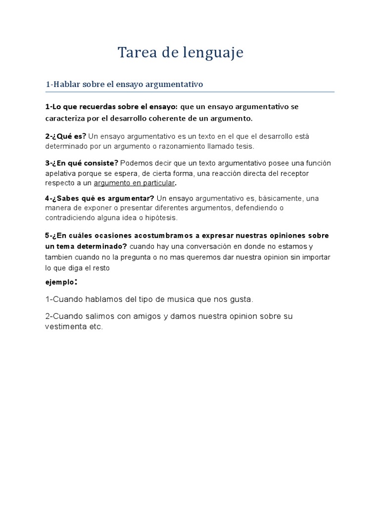 Tarea de Lenguaje Tema 1 | PDF