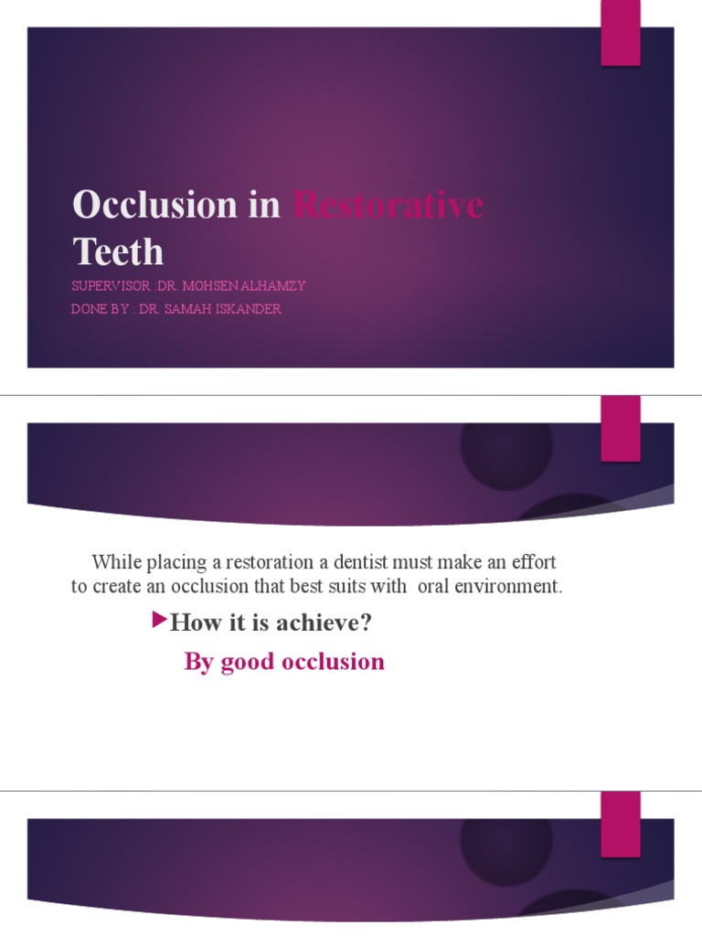 Occlusion in Restorative Dentistry | PDF | Dentistry Branches | Dental Anatomy
