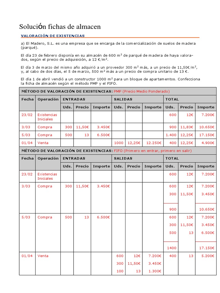 Fichas de Almacen | PDF