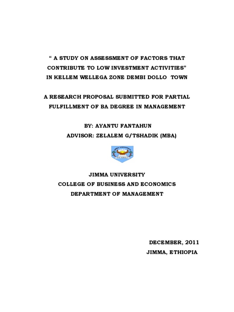 Ayantu Fantahun Propsal | PDF | Internal Rate Of Return | Asset Allocation