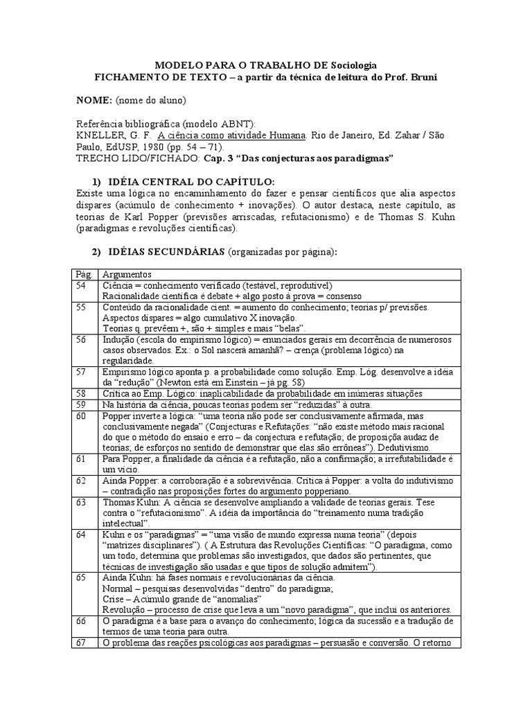 FICHAMENTO: "Das Conjecturas Aos Paradigmas" | PDF | Science | Paradigma