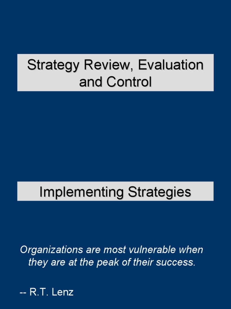 UNIT - 9 Strategy Evaluation & Control | PDF | Strategic Management ...