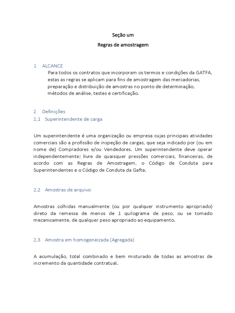 Regras de Amostragem GAFTA 124 | PDF | Amostragem (Estatística ...