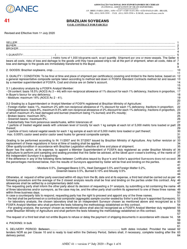 Anec 41 Soja | Download Free PDF | Futures Contract | Futures Exchange