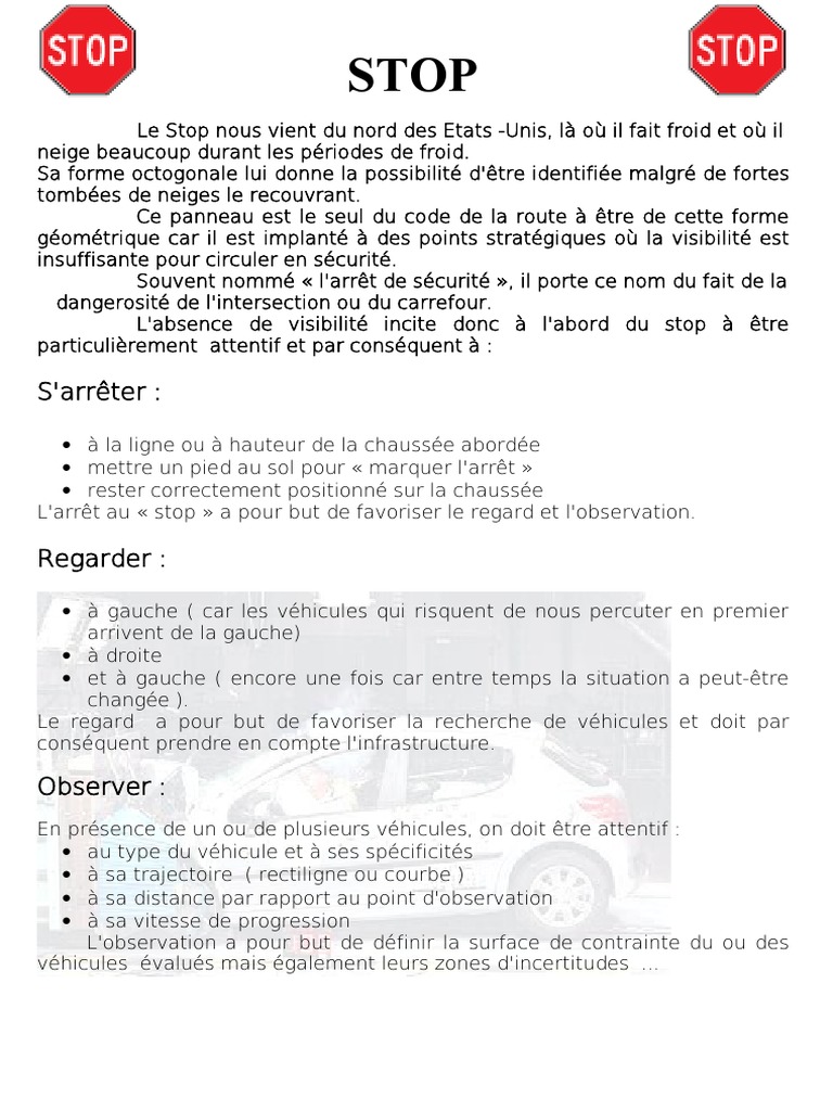 Règles de sécurité au panneau stop | PDF
