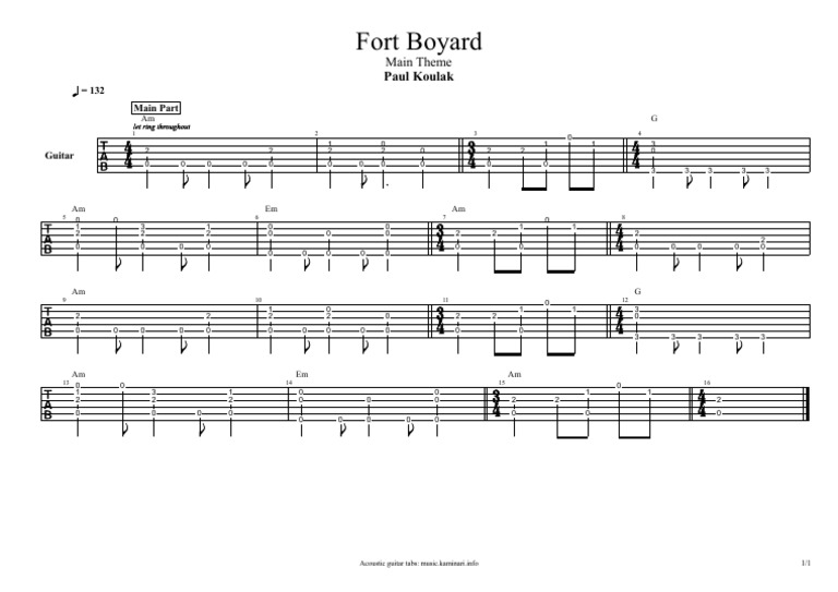 Fort Boyard Acoustic Guitar Tabs | PDF | Guitar Family Instruments ...