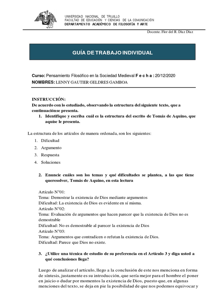 Actividad - Geldres Gamboa Lenny Gautier | PDF | Existencia | Filosofía