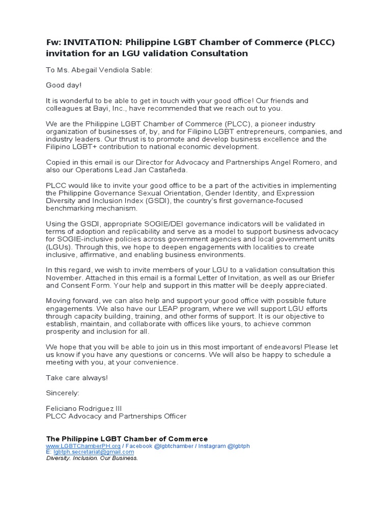 LGBTQ Invitation For Validation Consultation | PDF | Lgbt | LGBTQIA+ ...