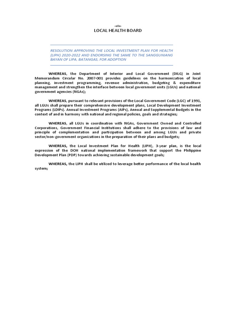 Local Health Board Approves 2020-2022 LIPH Plan | PDF