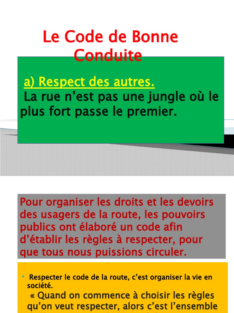 Le Code de Bonne Conduite | PDF