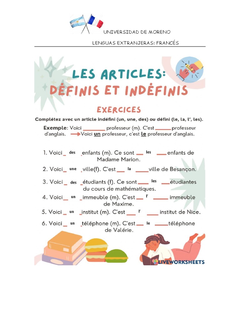 Les Articles Definis Et Indefinis | PDF
