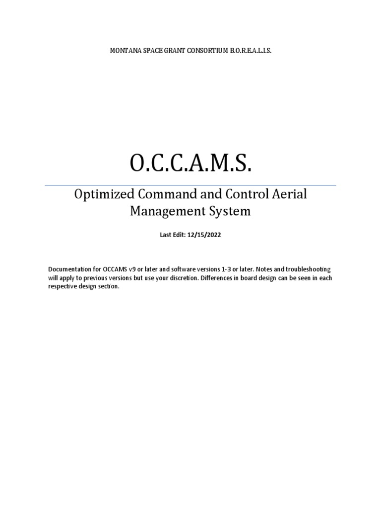 OCCAMS: Optimized Command and Control Aerial Management System | PDF | Computer Network | Modem