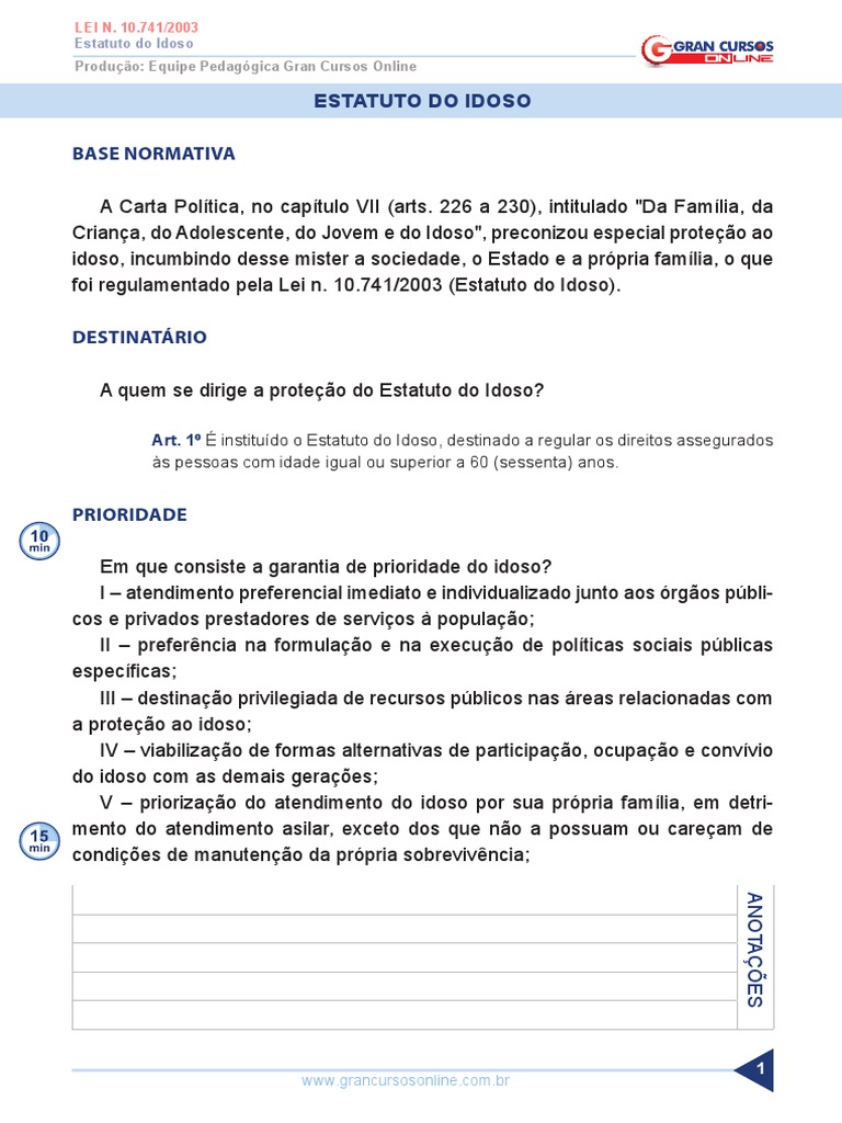 Estatuto Do Idoso I | PDF | Terceira idade | Família