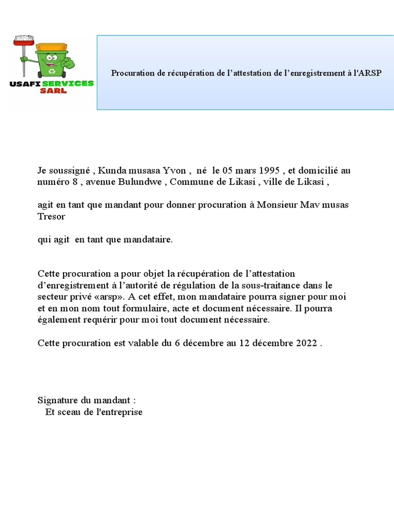 Modele Procuration Belgique | PDF | Droit