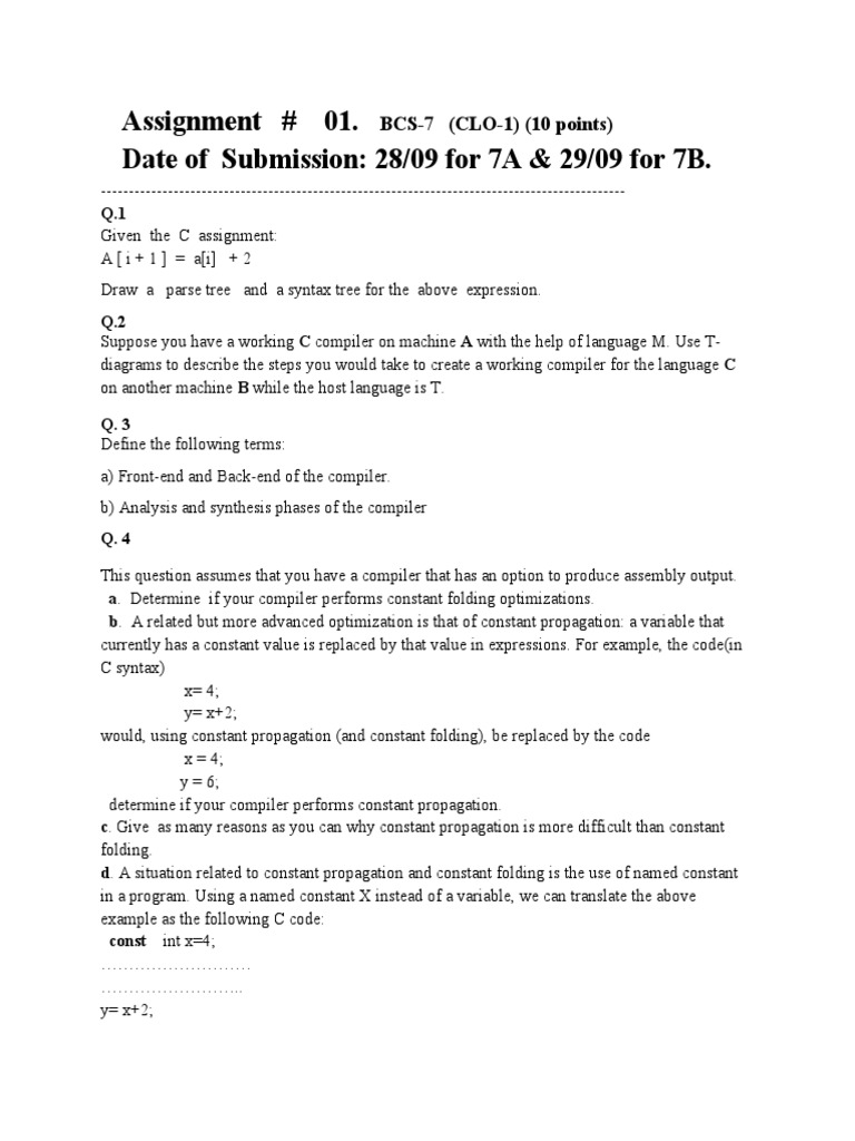 ASSIGNMENT # 1update | PDF | Compiler | Computer Program