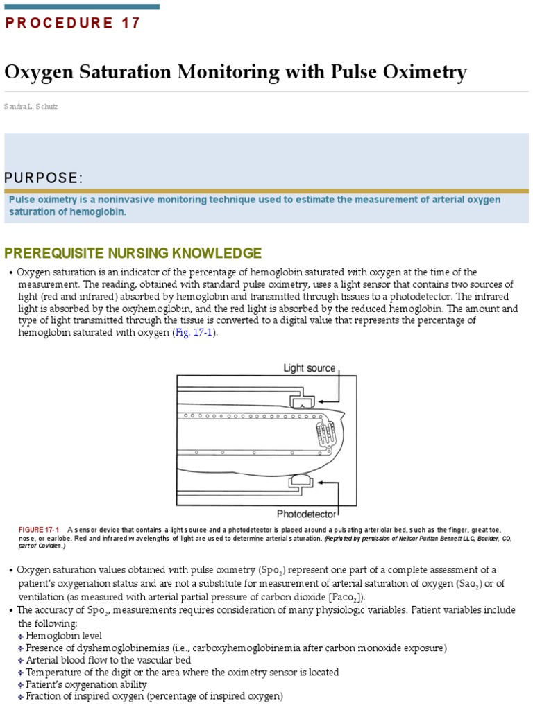 Oxygen Saturation Monitoring With Pulse Oximetry | Download Free PDF ...