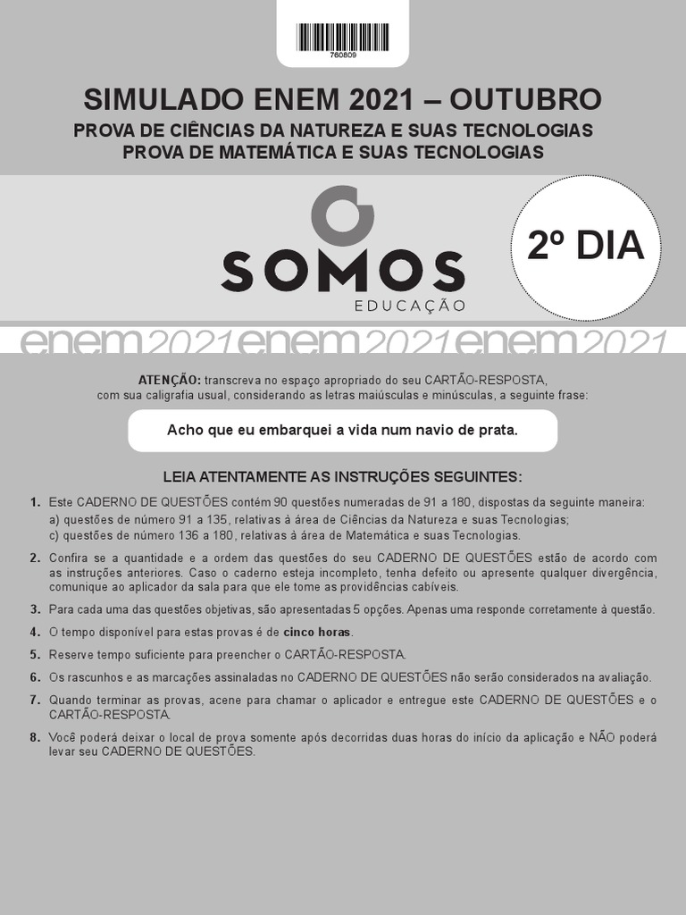 Prova Ensino Médio | PDF | Efeito fotoelétrico | Gordura