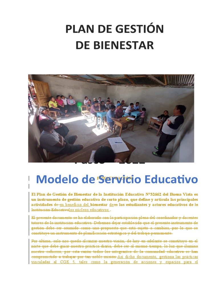Plan de Gestion de Bienestar - Buena Vista | PDF | Violencia | Institución