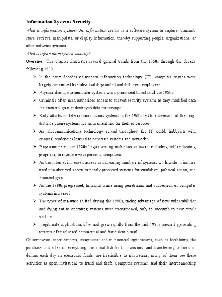 Information Systems Security | PDF | Information Security | Security