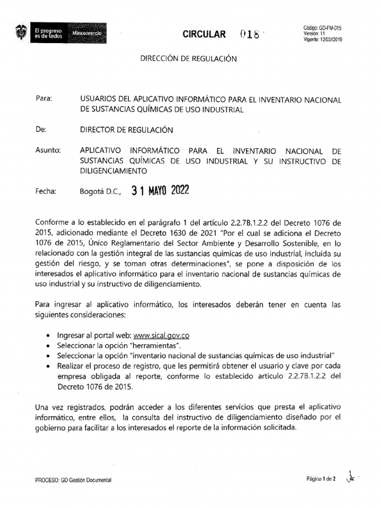 Circular 018 de 2022 Insqui | PDF