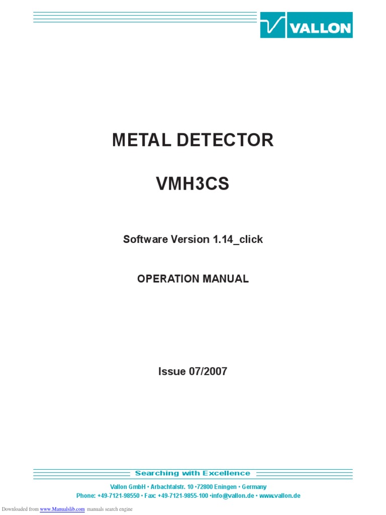 Vallon vmh3cs | PDF | Metal Detector | Headphones