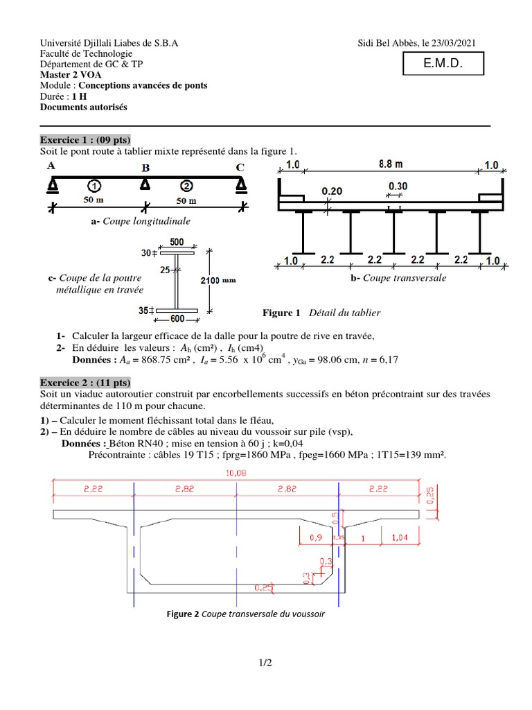 Calculs Avancés pour Conception de Ponts | PDF | Ingénierie des structures | Ingénierie civile