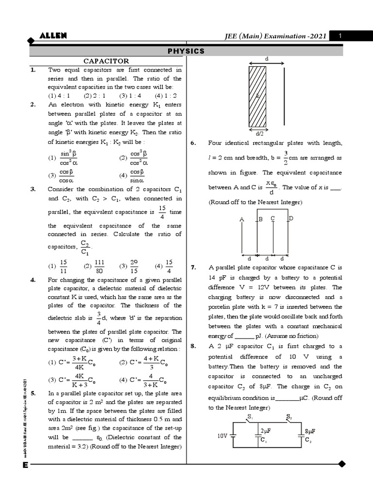 2021 Physics | PDF | Capacitor | Capacitance
