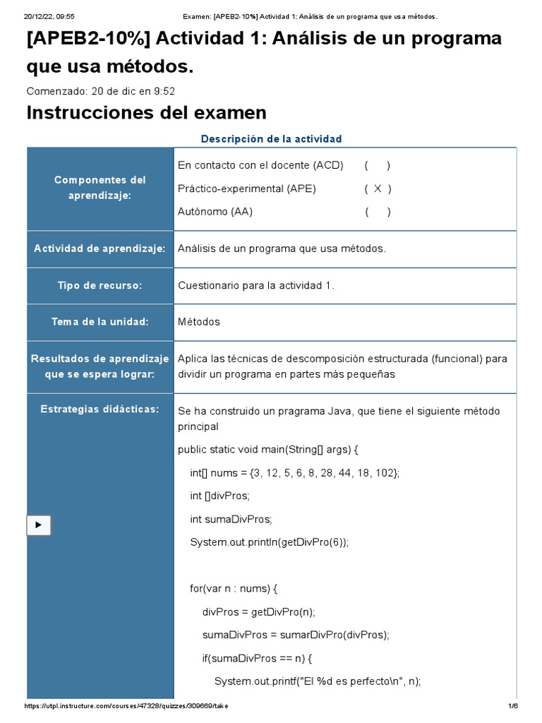 Examen - (APEB2-10%) Actividad 1 - Análisis de Un Programa Que Usa Métodos | PDF | Programación ...