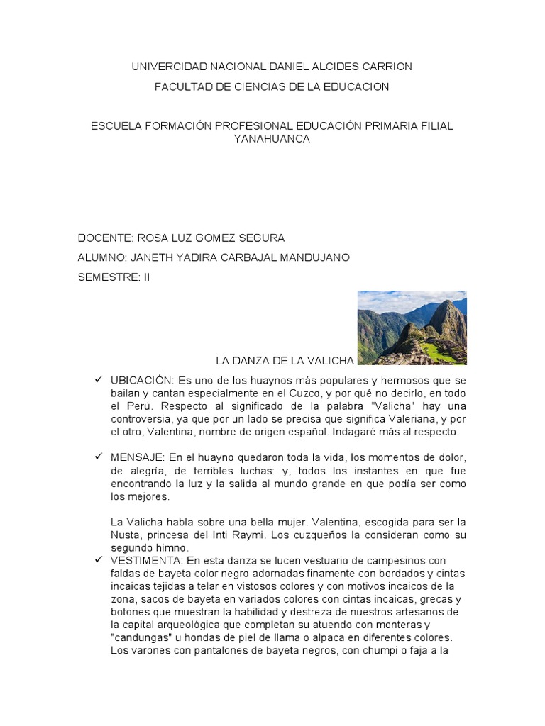 La Danza de la Valicha en Cuzco | PDF