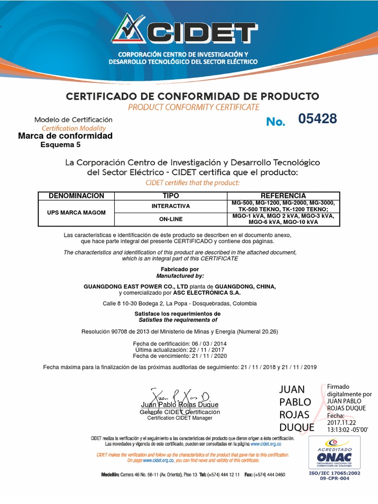 Cert CIDET UPS | PDF