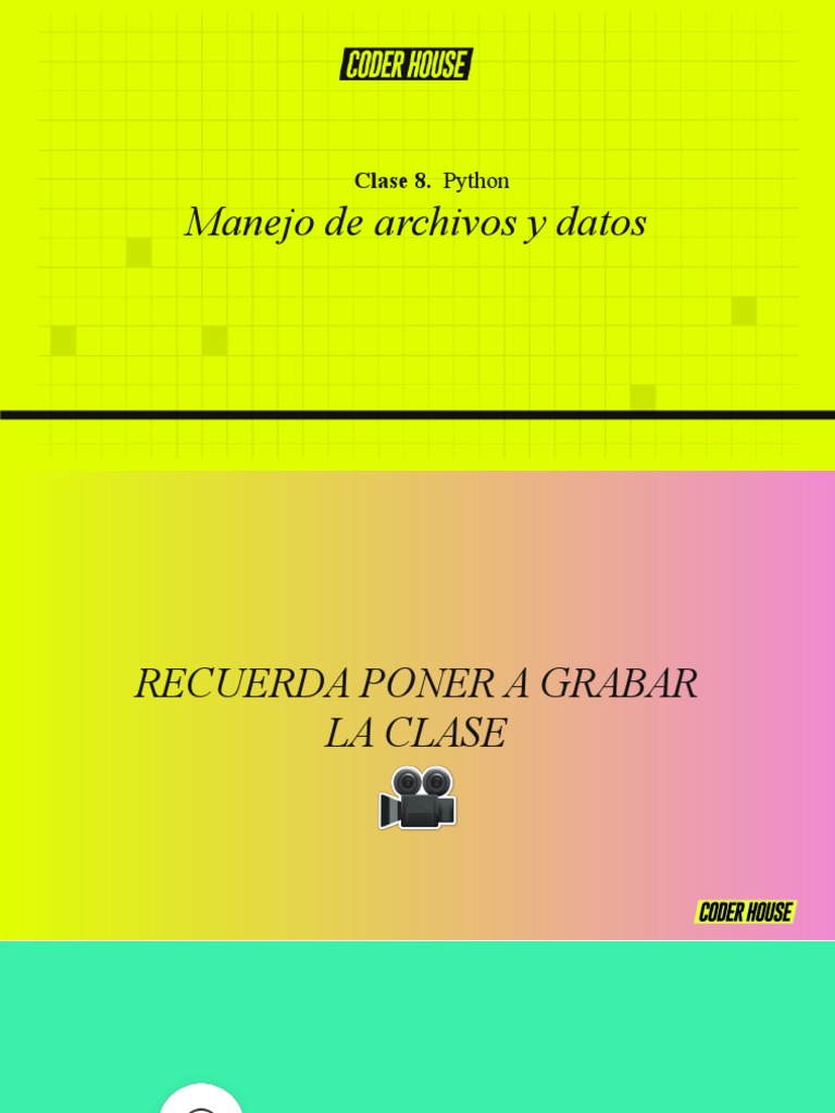 Clase 8 - Manejo de Archivos y Datos | Descargar gratis PDF | Archivo de computadora ...