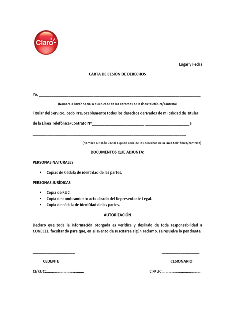 Carta de Cesion de Derechos | PDF