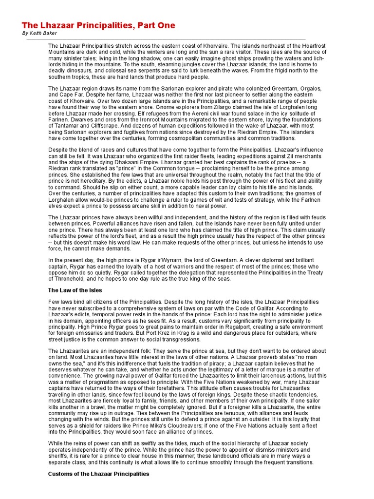 083 Dragonshards - The Lhazaar Principalities, Part One | PDF | Prince