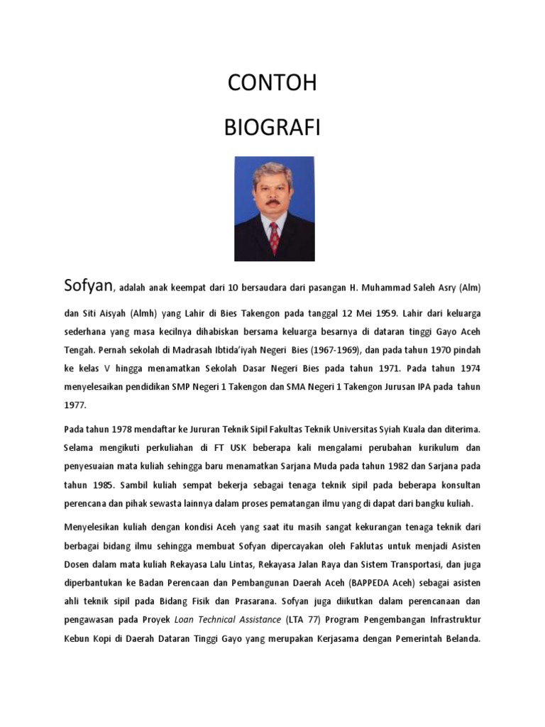 Contoh BIOGRAFI SOFYAN XXXXXXXXXXXXXX | PDF | Seni