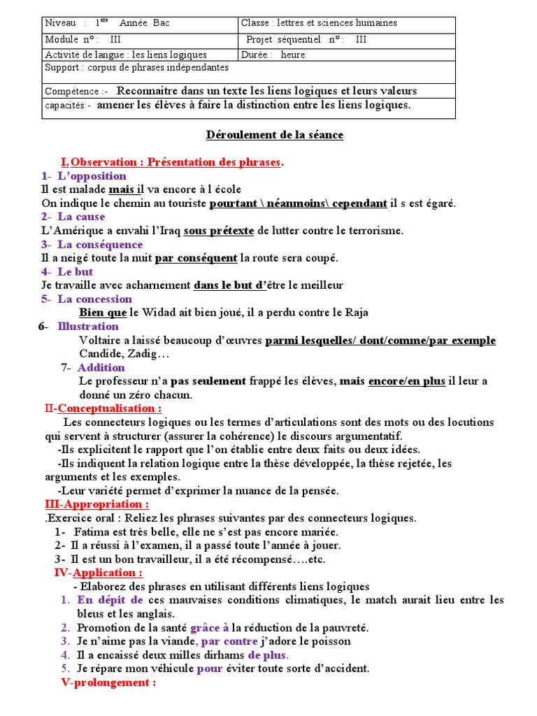 Langue Liens Logiques | PDF