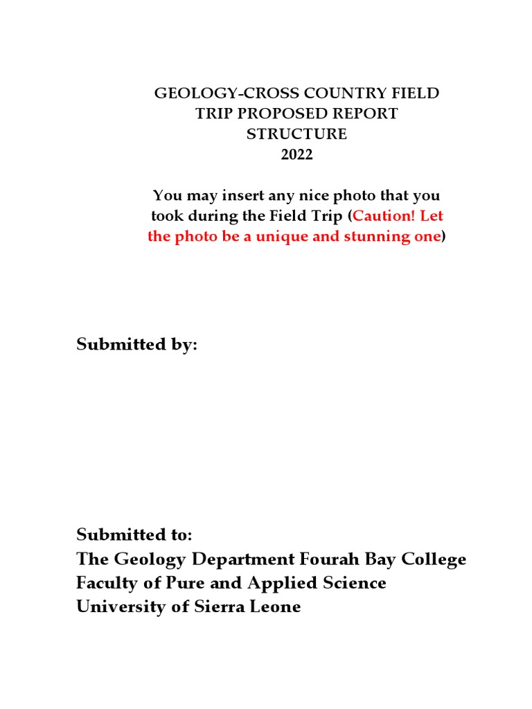 Field Trip Report Proposed Structure - Final 08112022 STUDENTS | PDF ...