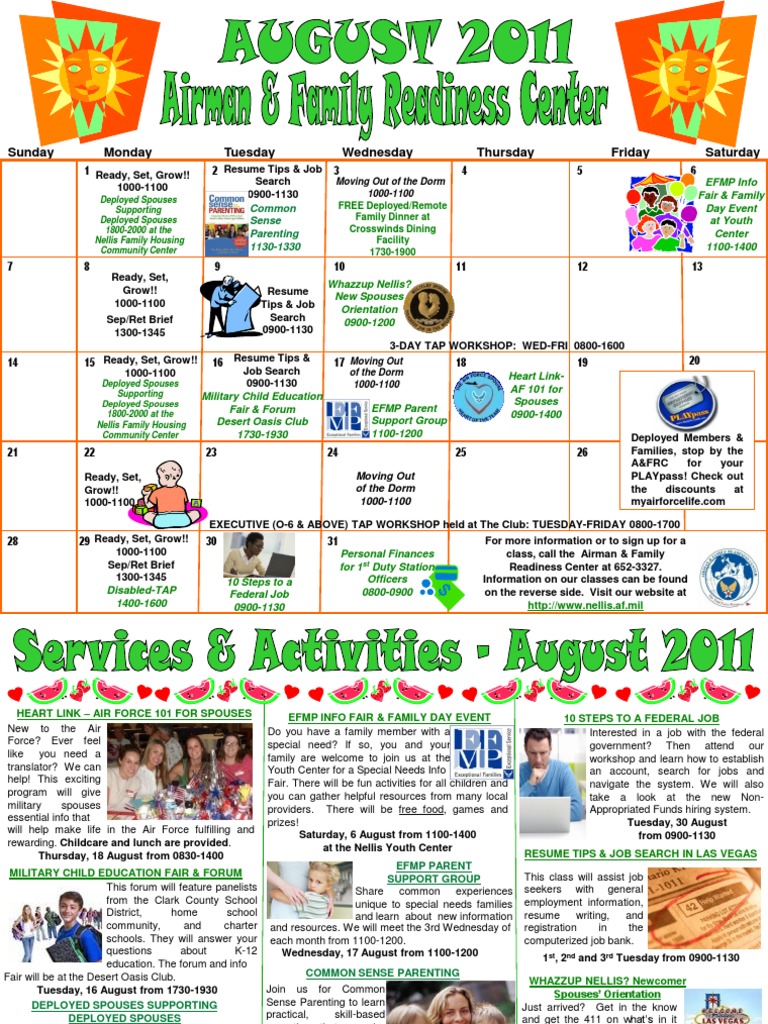 Calendar AFRC August 2011 | PDF | Parenting | Relationships