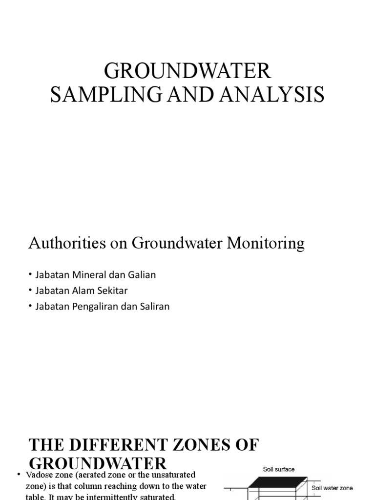 3.1 Groundwater Sampling and Analysis | PDF | Groundwater | Pump
