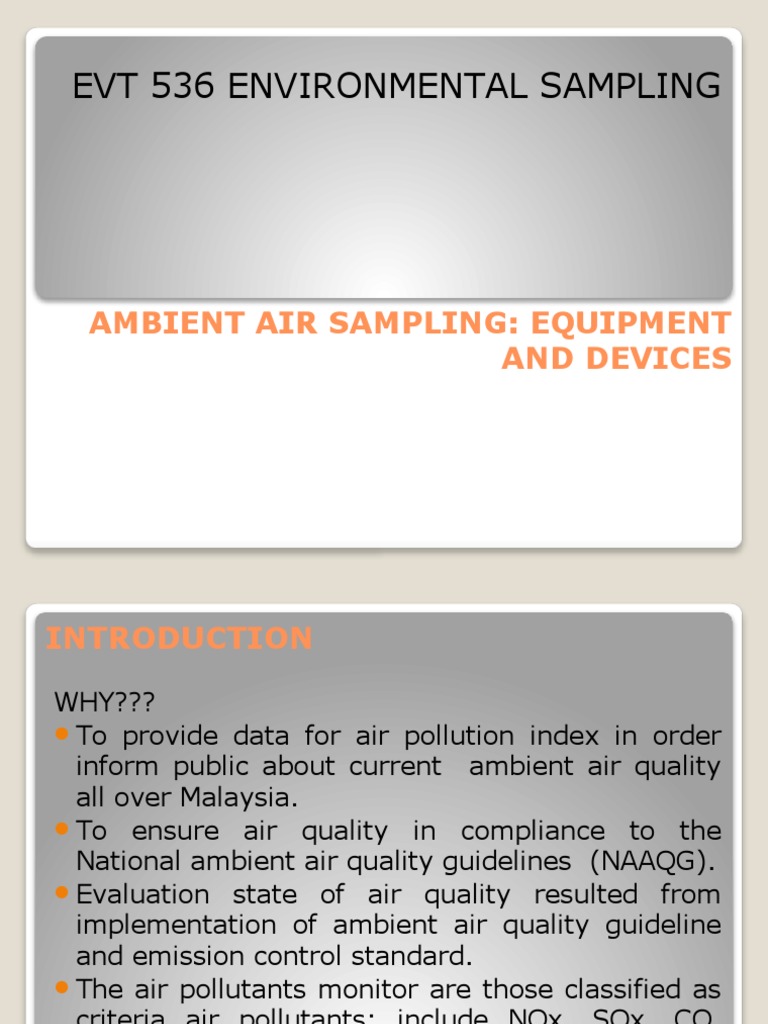 5.1 Ambient Air Sampling Equipment & Devices | PDF | Particulates ...