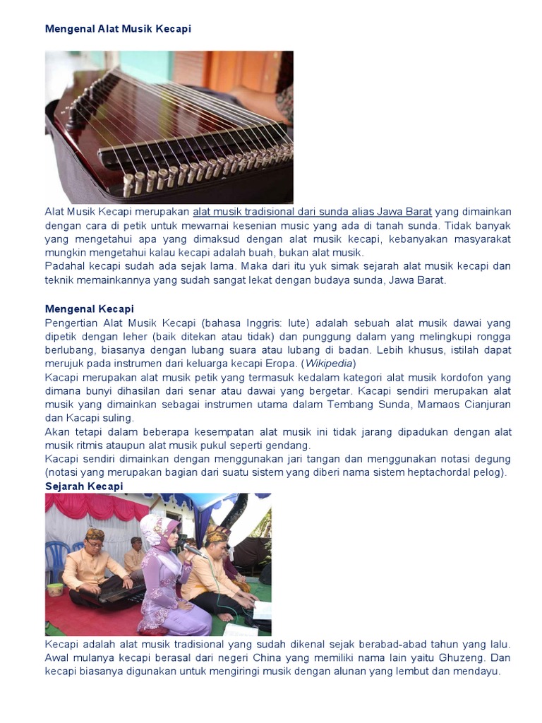 Mengenal Alat Musik Kecapi Dan Sarune Bolon | PDF
