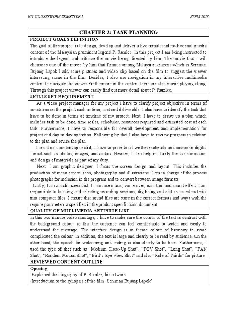 Chapter 2: Task Planning: Project Goals Definition | PDF | Multimedia | Computing