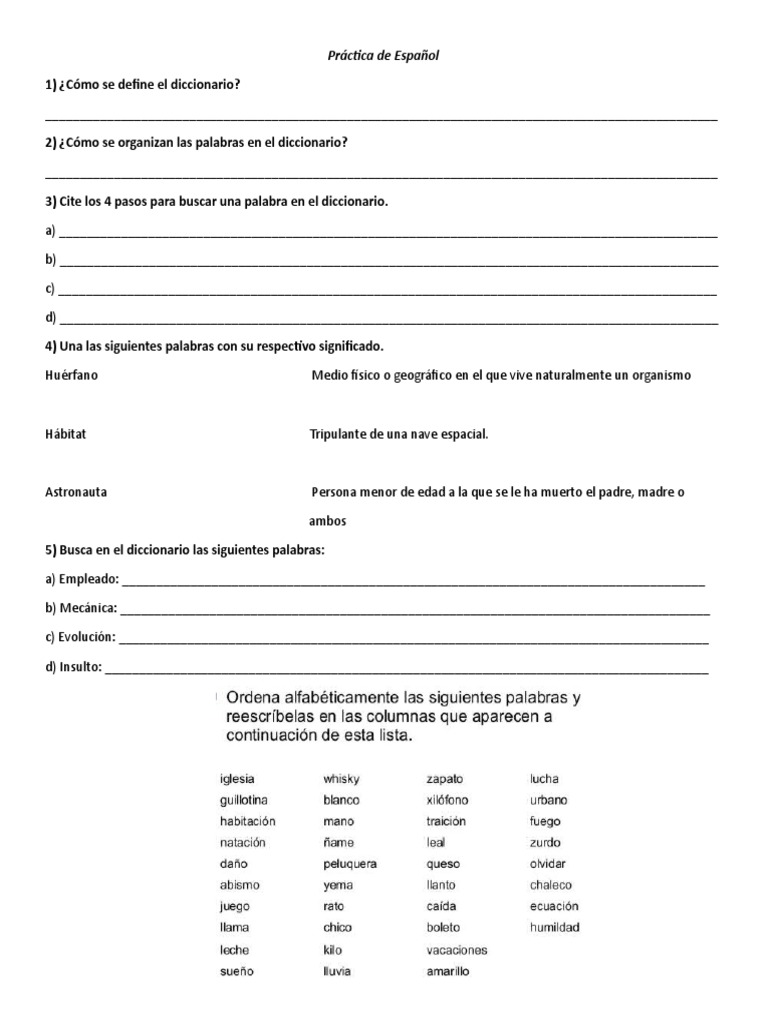 Práctica de Español Raquel 27-08-2022 | PDF | Suelo | Diccionario