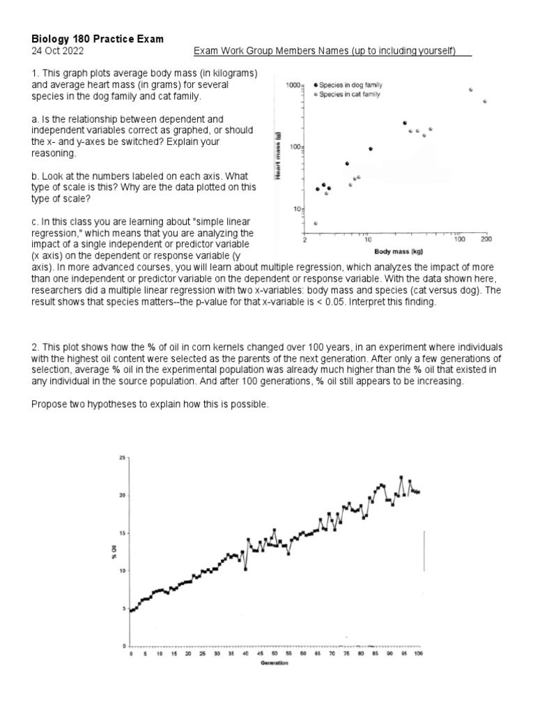 Biol 180 AUT 2022 Practice Exam 3 | PDF | Allele | Population Genetics
