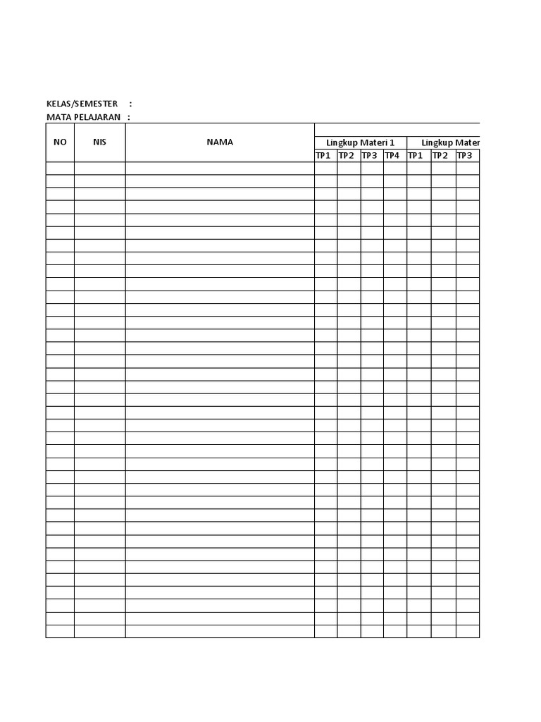 FORMAT NILAI KURMER | PDF