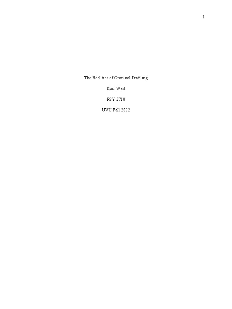 The Realities of Criminal Profiling | PDF | Offender Profiling | Psychology