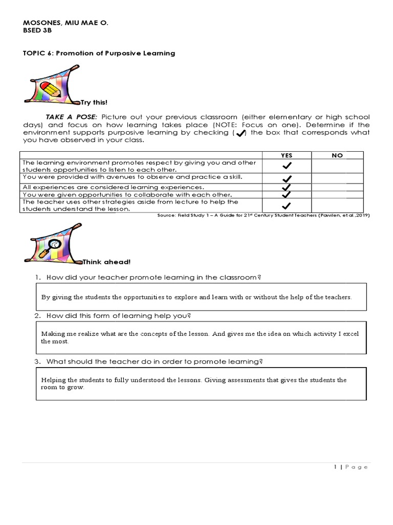 FS1 - Worksheet 6 | PDF | Learning | Teachers