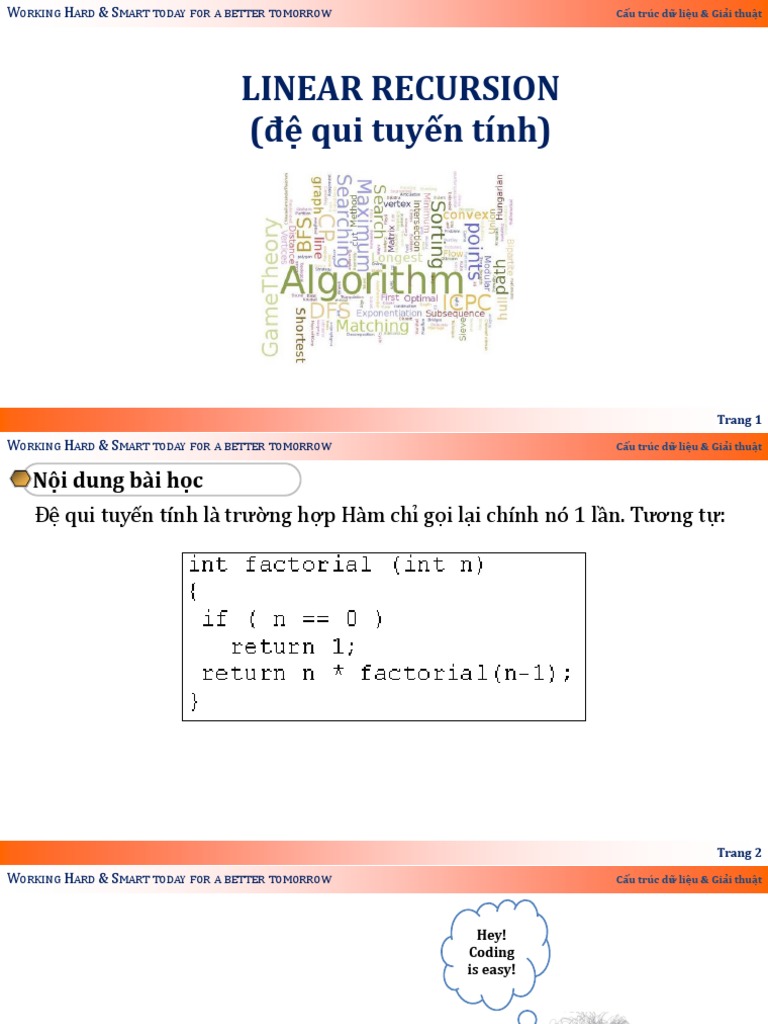 05.LINEAR RECURSION (đệ qui tuyến tính) | PDF